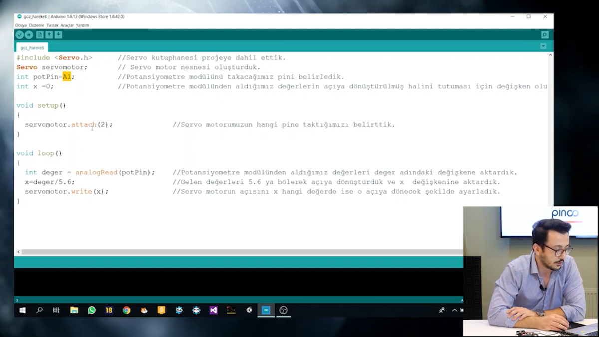 Arduino Ide'de Pinoo İle Göz Hareketi – Pinoo Robotics